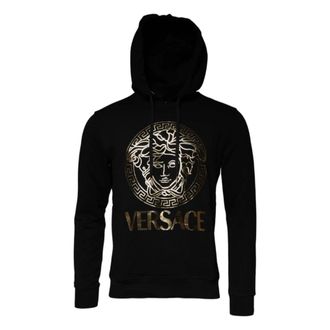 Versace Schwarzer Medusa Baumwoll-Kapuzenpullover Sweatshirt - - Sweatshirts & Hoodies - Herren - Schwarzk - S