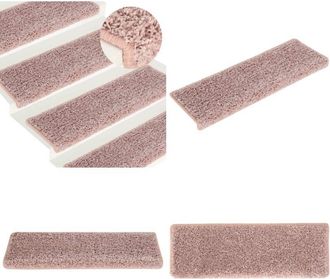 vidaXL Stufenmatten 15 Stk. 65x21x4 cm Wei&szlig; und Rosa - Stufenmatte - Treppenmatte - Treppenl&auml;ufer - Rutschfeste Matte - Teppich F&uuml;r Treppen - Home & Living