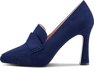 Castamere Femmes Aiguille Haut High Talon Heel Fermé Pointu Bout Escarpins Slip-on Bureau Party Clear Cute Chaussures 10 CM Heels Bleu Marin 39 EU