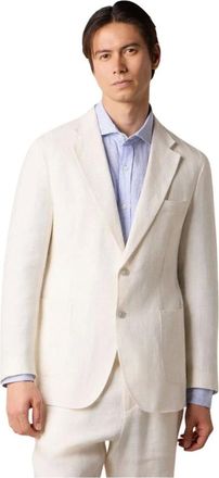 Brooks Brothers Homme, Costumes, Blanc, Taille: XL Plain Linen Blazer