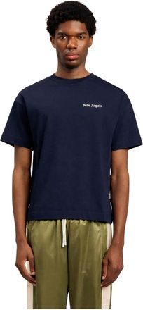 Palm Angels Homme, Tops, Bleu, Taille: 2XS T-Shirt Logo Classique