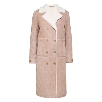 Philipp Plein Shearling Leder Langer Mantel Monogramm - - Coats - Damen - Beige - S