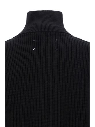 Maison Margiela Mens Cotton Zip-Up Sweater Black General Wool (ovis Aries)