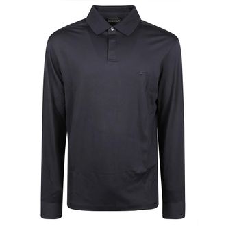 Emporio Armani Homme, Tops, Bleu, Taille: 2XL Polo &agrave; manches longues