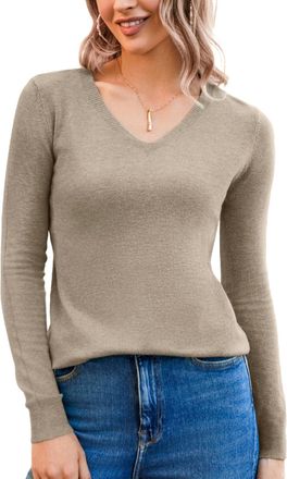 Zeagoo Damen Casual Pulli Elegant Pullover Strickpullover W&auml;rmer Strickpulli Herbst und Winterpulli f&uuml;r Frauen Graubraun XS