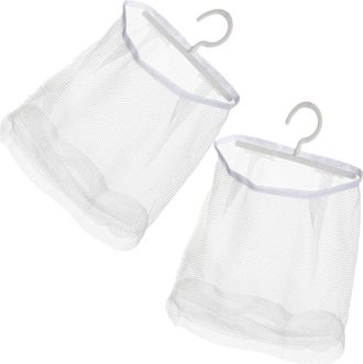 Valiclud 2 Stück Atmungsaktive Mesh Aufbewahrungstasche mit Drehhaken Platzsparend Vielseitig für Wäscheklammern Obsthalter Küchen Bad Organizer für Camping un
