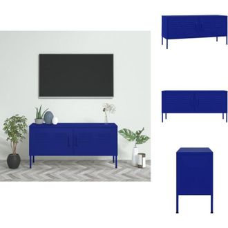 vidaXL TV-Schrank Marineblau 105x35x50 cm Stahl - TV Schrank - Fernsehschr&auml;nkchen - Metallregal - Sideboard - Wohnzimmer Dekoration