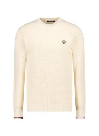 Fred Perry Herren Pullover wei&szlig; unifarben
