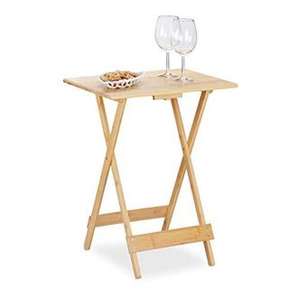 Relaxdays Klapptisch Bambus, f&uuml;r Wohnzimmer, Balkon & Terrasse, HxBxT: 63,5 x 48 x 38 cm, Beistelltisch klappbar, Natur