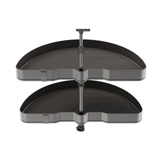 Emuca Satz Harmony 1/2 drehbare Ablagen f&uuml;r K&uuml;chenschr&auml;nke, Modulbreite 800mm, h&ouml;henverstellbar, Stahl und Holz, Anthrazitgrau