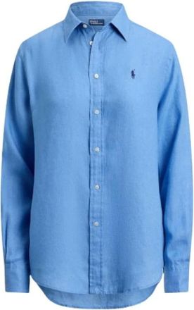 Polo Ralph Lauren Femme, Blouses et Chemises, Bleu, Taille: 44 FR Chemise Coupe Droite en Lin