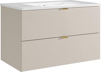 Vente-Unique H&auml;ngender Bad-Unterschrank mit Einbauwaschbecken - Beige - 80 cm - Lavena