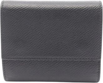 Celine Portefeuille compact &agrave; trois volets en cuir Pre-owned - Femme - Pre-owned - Noir - Taille: ONE Size