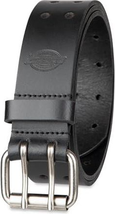 Dickies Mens Leather Two Hole Double Prong Bridle Belt, 30, Black
