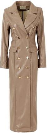 Generic Trench-Coat Femme Printemps Automne Long Simili Cuir Noir - Double Boutonnage &Eacute;l&eacute;gant Long Jacket, kaki, XXL