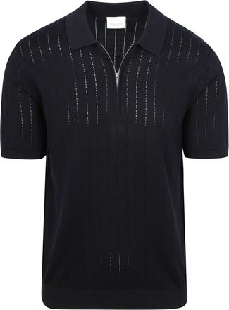 Profuomo Knitted Half Zip Polo Dropneedle Marine