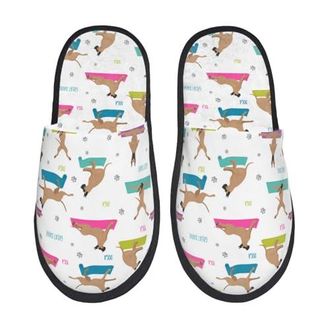 Generic Slippers Chiens Dogues Allemands Faisant Du Yoga (Dr&ocirc;les) Chaud Pantoufles De Voyage Unisexe Chaussons Pour Spa Invit&eacute; Chambre M