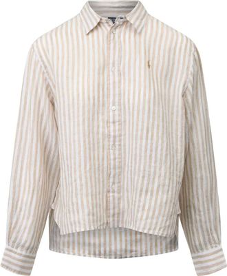 Ralph Lauren Femme, Blouses et Chemises, Beige, Taille: 40 FR Chemise Logo en Lin