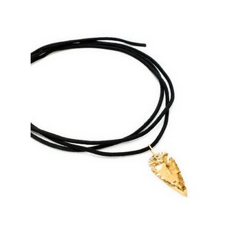 Hermina Athens Hermina Athen - große Sepia -Halskette mit Lederseil - golden