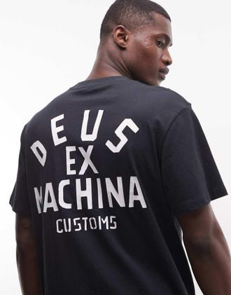 Deus T-Shirt aus 100% Baumwolle in Schwarz mit Logo-R&uuml;ckenprint