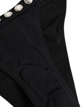 Dolce & Gabbana Womens Black Crystal Embellished Bikini Bottom Swimwear Elastane Nylon Clothing