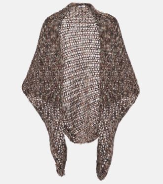 Brunello Cucinelli Poncho en mohair m&eacute;lang&eacute;