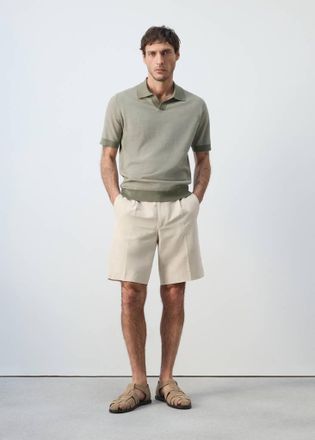 Mango Polo 100 % coton maille combin&eacute;e vert for&ecirc;t - Homme - XXL - MANGO MAN