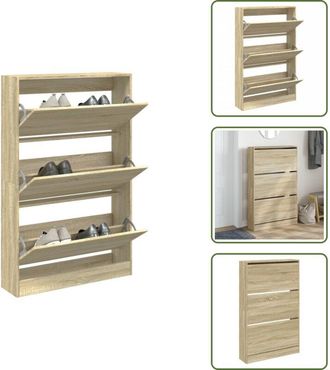 vidaXL Armoire &agrave; chaussures ch&ecirc;ne sonoma 80x21x125,5cm bois ing&eacute;nierie - Meuble Chaussure - Rangements Chaussures - Armoire Chaussure - Meuble Entr&eacute;e