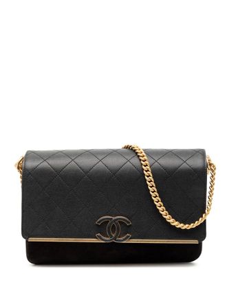 Chanel 2018-2019 CC Lady Coco Flap Schultertasche aus Kaviar- und Wildleder - Schwarz