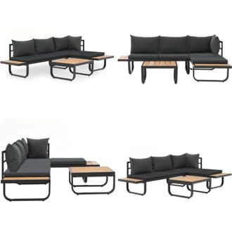 vidaXL 2-tlg. Garten-Ecksofa-Set mit Auflagen Aluminium WPC - Sofagarnitur - Gartenm&ouml;bel - Outdoor M&ouml;bel - Lounge Set - Aluminium Gartenm&ouml;bel - Home & Living