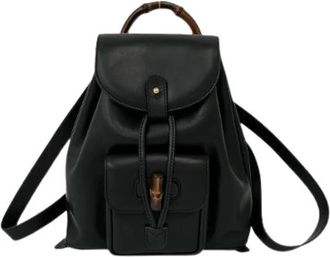 Gucci Sac &agrave; dos Pre-owned en cuir et bambou - Femme - Pre-owned - Noir - Taille: ONE Size