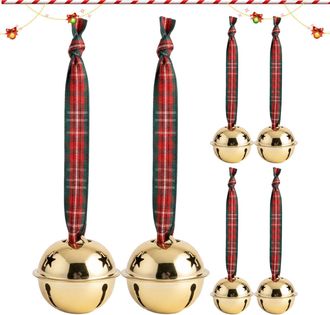 Generic Festliche Weihnachtsglocken - 6-teilige Metallklingelanh&auml;nger, dekoratives Weihnachtsschmuck, leichtes strapazierf&auml;higes Design mit klarem Klingelton 
