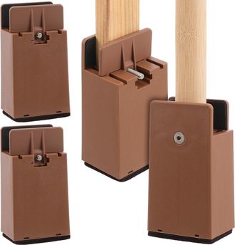 Artibetter Levemolo 4 Stück Verstellbare Möbelbeine Erhöhung Braun Möbelanheber für Bett Stuhl Sofa und Tisch Stabile und Sichere Möbelerhöhung für Zuhause Büro 