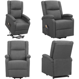 vidaXL Fauteuil de massage inclinable Gris foncé Tissu - Fauteuil Massant - Fauteuil Inclinable - Fauteuil Élévateur - Fauteuil Relax - Massage Vibratoire