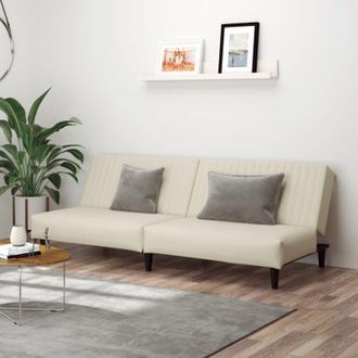 vidaXL Schlafsofa 2-Sitzer Creme Samt vidaXL