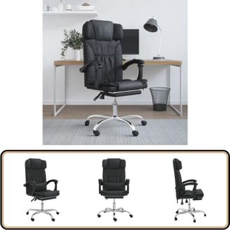 vidaXL Vidaxl - Fauteuil de massage inclinable de bureau Noir Similicuir - Fauteuil De Bureau - Chaise Ergonomique - Chaise De Bureau Réglable - Massage