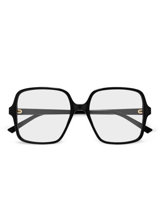Gucci lunettes de vue &agrave; d&eacute;tail de logo - Noir