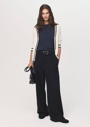 Mango Cardigan rayures contrastantes écru - Femme - XS - MANGO