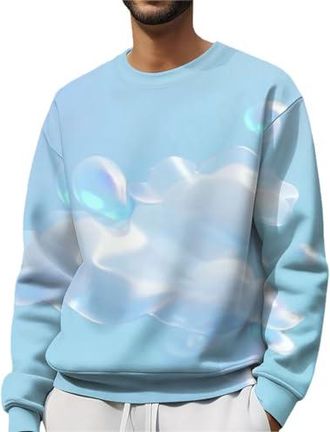 Generic Pull à col rond pour homme Imprimé Noël Col rond Polyester épais Simple Casual Hiver Pull Slim Fit, Bu2., XXL