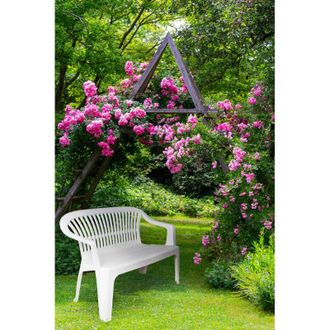 Dmora Dmora Banc dext&eacute;rieur empilable monobloc, Made in Italy, 114x55x82 cm, couleur Blanc