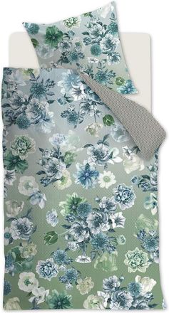 Beddinghouse Mako Satin Bettwäsche 2 teilig Bettbezug 135 x 200 cm Kopfkissenbezug 80 x 80 cm Ornate 196141 Blau Grün