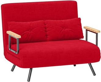 HOMCOM Canap&eacute;-lit 2 Places avec Dossier r&eacute;glable sur 5 Niveaux, canap&eacute;-lit Double Pliable avec 2 Coussins pour Le Salon, en Tissu rembourr&eacute;, Acier et Bois, 1