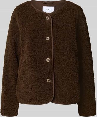Vila Regular Fit Teddyjacke mit Knopfleiste Modell ADA