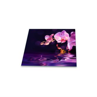 Decorwelt Herdabdeckplatte Abdeckung Ceranfeld Abdeckplatte Schneidebrett 1-Teilig 60x52 Orchidee Rosa Spritzschutz Glasplatte Ceranfeldabdeckung Schutz Kochpla