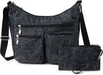 Baggallini Damen Überall Tasche mit RFID Hobo Bag, Midnight Blossom