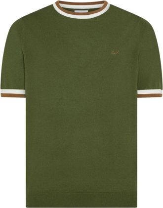 Sun 68 Homme, Tops, Vert, Taille: XL T-Shirt Sweater Stripes Details S/S