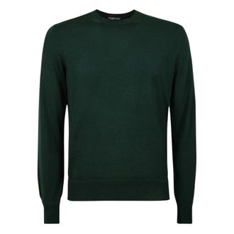 Tom Ford Feinstrick-Pullover aus Kaschmir und Seide mit Rundhalsausschnitt - - Knitwear - Herren - Gr&uuml;n - S