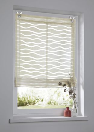 Kutti Heimtextilien Raffrollo Enya Natur mit &Ouml;sen Raffgardine Ausbrenner Welle halbtransparent B 80 x H 140 cm