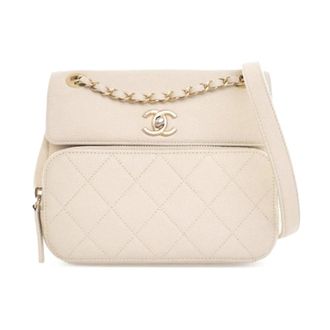Chanel Pre-owned Sac bandouli&egrave;re 19 en cuir de veau beige - Femme - Pre-owned - Blanc - Taille: ONE Size