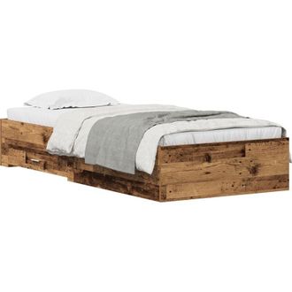vidaXL Cadre de lit avec tiroirs avec tiroir Bois ancien 100 x 200 cm Vidaxl